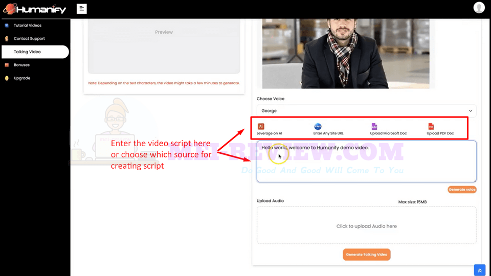 Humanify Review & Bonus: AI Tool for Virtual Spokespeople